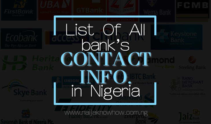 Bank Contact Details In Nigeria: Website, Telephone, Office Address etc